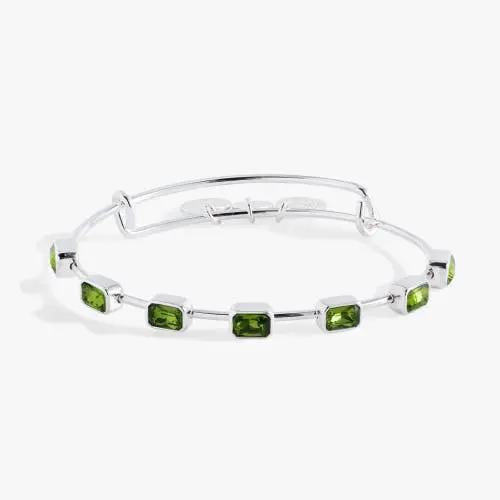 ALEX AND ANI Emerald Cut Birthstone Bangle - Silver 